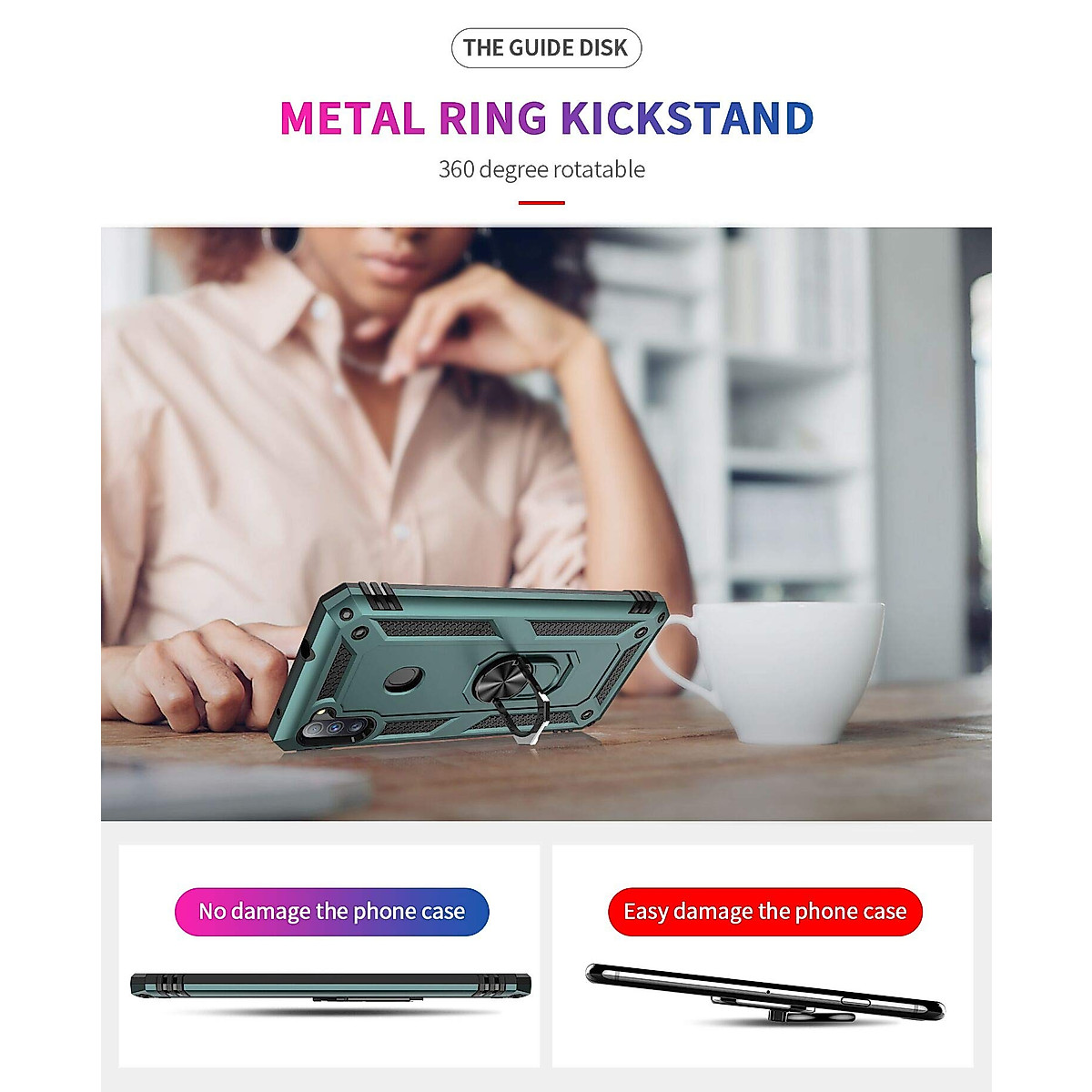 Tranick Samsung A11 Case with [ 9H Full Coverage Tempered Glass Screen Protector], [ Military Grade ] 15ft Drop Tested Protective Case for Samsung Galaxy A11 Phone (Green)