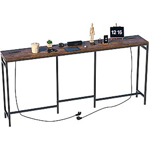 DDJ Console Table with Outlets, 11.8" D x 70.8" W x 32.6" H Behind Couch Table Skinny, Entryway Table with a Small Table, Long Sofa Table, Hallway Table