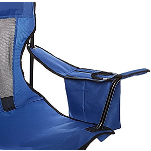 Amazon Basics Portable Camping Chair with 4-Can Cooler, Side Pocket, Cup Holder, and Carry Bag, Collapsible for Camping, Tailgates, Beach, and Sports, Large, Mesh Back, Blue
