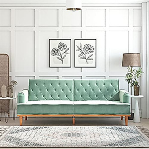 Mr. Kate Stella Vintage Convertible Sofa Bed Futon, Teal Velvet