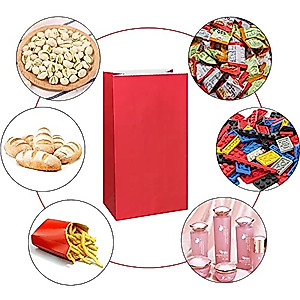 KEYYOOMY 50 CT Red Paper Party Favor Bags Biodegradable Kraft Paper Bags Paper Lunch Bags