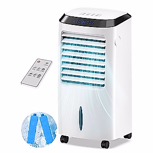 PARIS RHÔNE Evaporative Air Cooler, 4-in-1 Evaporative Cooler, Portable Swamp Cooler with Negative Ion, LED Display, 2.6Gal Water Tank, Remote Control, Casters for Home, Office