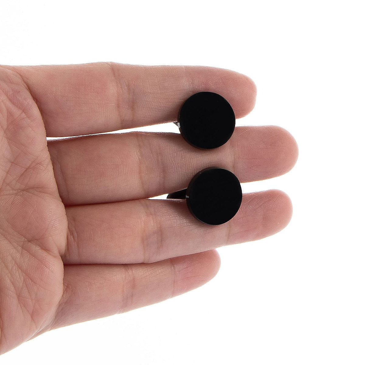 Cufflinks for Men, Driew Black Cufflinks Blank Cufflink Cuff Links men Flat Pad Blank Setting Tray 1 Pair,Round
