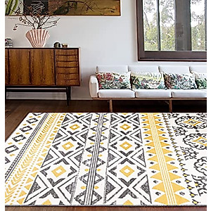 Rugshop Leiria Bohemian Geometric Area Rug 5' x 7' Yellow