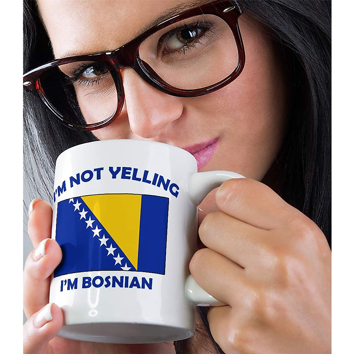 I'M Not Yelling I Am Bosnian Bosnia Herzegovina Bosnians Coffee Tea Mug Cup Holiday Christmas Hanukkah Gift For Men & Women