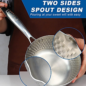 HZIB Stainless Steel Saucepan with Glass Lid,Two Side Spouts for Easy Pour,Ergonomic Handle, Multipurpose Sauce Pan with Lid, Yukihira Sauce Pan,Stock Pots Use for Home Kitchen Restaurant - 1.5 Quart