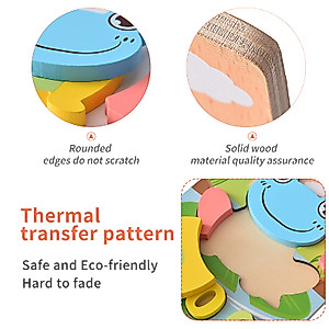 Cheerlyhood Toddler Jigsaw Puzzles Wooden Montessori Educational Preschool Learning Toys Frog Bee Snail Owl 4 Pack