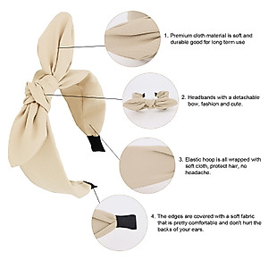 Jaciya 6 Pieces Knotted Bow Headbands for Women Wide Black Headbands for Girls Hair Accessories Knot Headband with Bow(Black/Brown/Khaki/White)