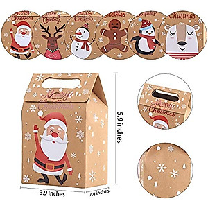 STEFORD Christmas Kraft Paper Gift Boxes,24PCS Christmas Candy Gift Treat Bags for Xmas Party Supplies