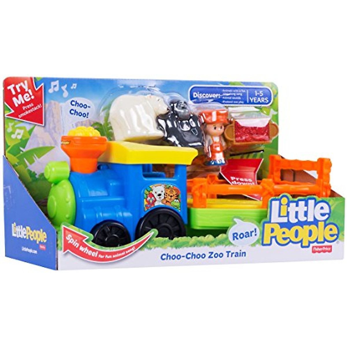 Fisher-Price Little People Toddler Toy Train Choo-Choo Zoo with Music Sounds and 3 Figures for Pretend Play Ages 1+ Years