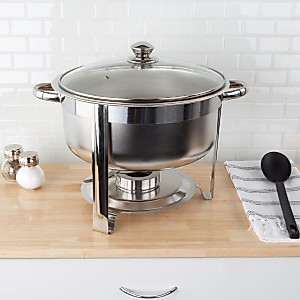 Great Northern Popcorn Chafing Dish QT Water Pan, Fuel Holder, and Stand-Food Warmers for Parties, Round 7.5