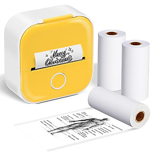 Ponek T02 Bluetooth Thermal Mini Printer Thermal Pocket Printer Paper, White Self-Adhesive Paper Compatible with T02 Bluetooth Mini Sticker Printer, Black On White Paper for Journal Photo