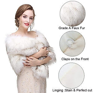 CanB Women's 1920s Faux Fur Shawl Bridal Wedding Fur Wraps and Bolero Shrug Faux Mink Stole for Women and Girls…