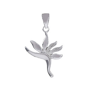 Unique Hawaiian Bird of Paradise Necklace, Sterling Silver Bird of Paradise Flower Pendant, N2005A