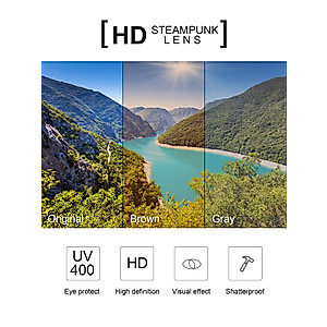 4 Pairs Steampunk Sunglasses Retro Gothic Sunglasses Unisex Vintage Sunglasses (Black Frame Grey Lens, Silver Frame Silver Lens, Gold Frame Brown Lens, Brown Frame Brown Lens)