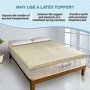 Latex Mattress Topper - Natural Latex with 5 Zones - No Cover (Full / 3 inch/Soft)