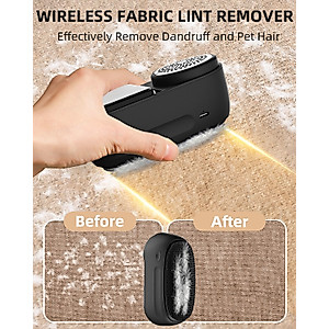 Fabric Shaver and Lint Remover, 2600mAh Shaver and Lint Brush 2 in 1, 6-Leaf Blades, Sweater Defuzzer, Quickly Remove Fuzz Lint Balls for Clothes, Sweater, Couch, Blanket, Curtain, Wool, Cashmere