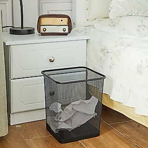 6 Pcs Black Mesh Trash Can 4 Gallon Wastebasket Square Trash Can Metal Wire Office Garbage Cans Lightweight Trash Bin for Bedroom Recycling Bin for Under Desk Bathroom Kitchen Home Dorm Living Room