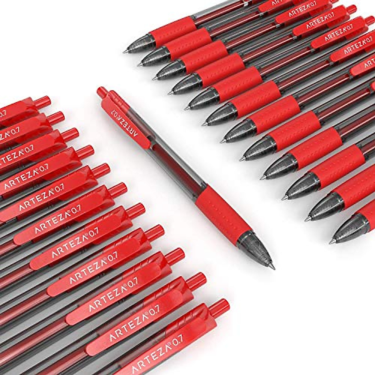 ARTEZA Red Gel Pens, Pack of 24, 0.7mm Medium Point, Quick Drying Ink for Smooth Writing, Perfect for College School Supplies, Office Tasks, and Note Taking