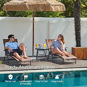 NATURAL EXPRESSIONS Outdoor Chaise Lounge Chairs Set of 2, Aluminum Patio Lounger Pool Furniture Adjustable Folding Recliner Chair for Beach, Backyard,Lawn,Poolside, 300 lbs