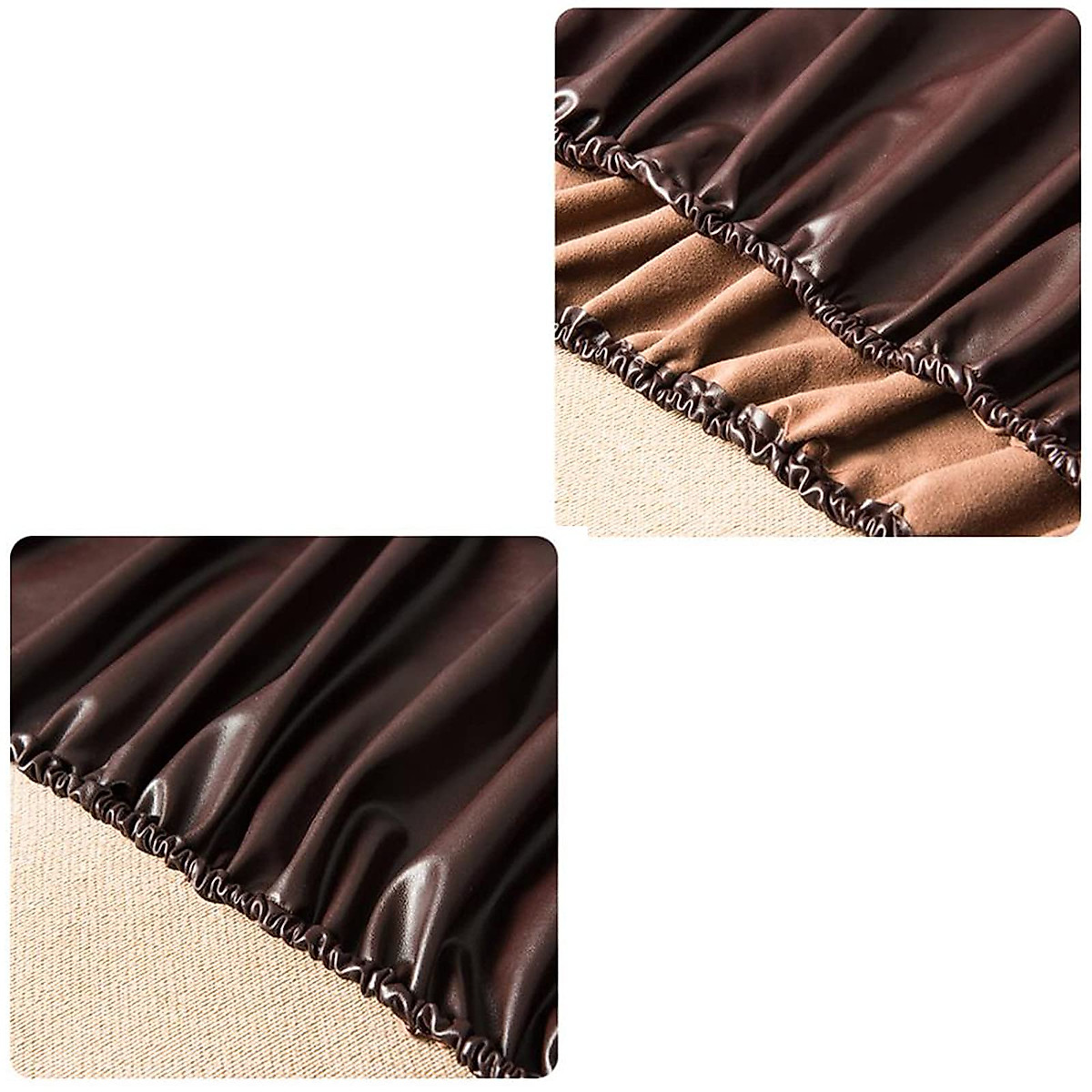 ZHOUZHOU Thick Soft Sofa Armrest Covers, PU Leather Stretch Furniture Armrest Protector, Chair Couch Waterproof Recliners Sofas Chairs Arm Covers Slipcovers,Coffee