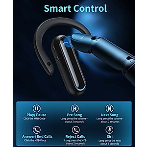 Jassco Bluetooth Earphones, Wireless Open Ear Headphones with Earhooks, 40H Playtime Hands-Free Earbuds with LED Display, Wireless Earphones Earpieces with Mic for Business, Travel, Driving, Workout