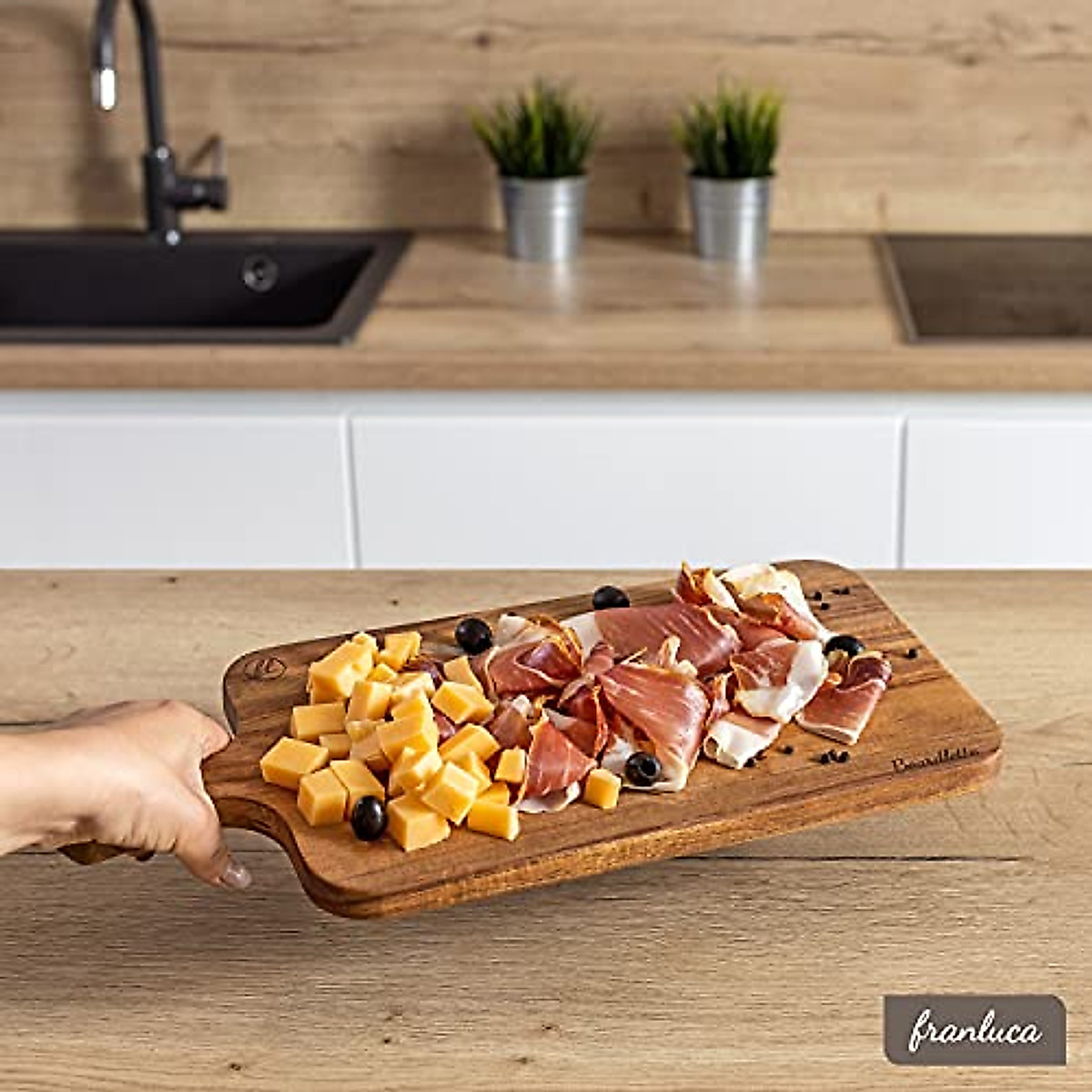 Boardlette Wood Cutting Board, Wooden Cutting Boards for Kitchen, Serving Board, Chopping Board, Wood Cutting Boards for Meat Cheese Bread Vegetables, Acacia Wood Medium
