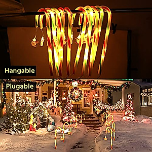 10pcs Christmas Candy Cane Lights 20” LED Christmas Candy Cane Pathway Marker Lights,Christmas Stakes Lights for Xmas Holiday Party Walkway Patio Garden Decor