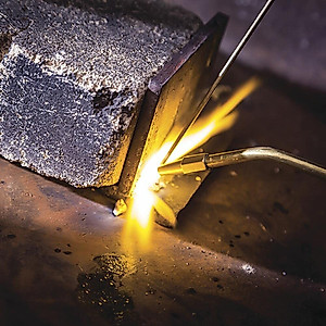 Brass Welding Torch Compatible with MAPP and Oxygen - Soldering, Welding, Heating, Plumbing Micro Mini Propane Torch with Brazing, Sparker, and Protection Glass