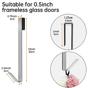 Linone 12 in Shower Door Hooks, Towel Hooks for Bathrooms, Shower Hooks for Towels, Heavy Duty Drilling-Free Extended Over Door Towel Hooks for Frameless Glass Shower Door, 3 Pack