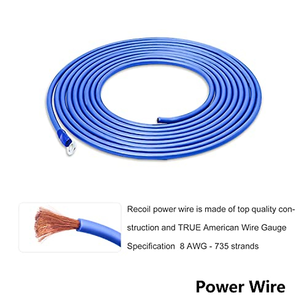 RECOIL True 8 Gauge Complete CCA Amplifier Wiring Kits with OFC RCA Cable