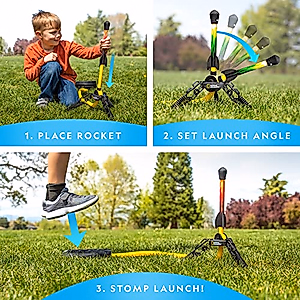 NATIONAL GEOGRAPHIC Air Rocket Toy – Ultimate LED Rocket Launcher for Kids, Stomp and Launch the Light Up, Air Powered, Foam Tipped Rockets up to 100 Feet