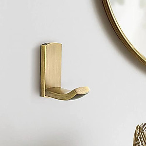 BigBig Home Brass Towel Hook, Gold Coat Hook Bathroom Robe Hooks Antique Clothes Hanger Wall Hook Kitchen Wall Mount 2 Pack