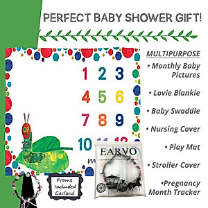 EARVO Baby Milestone Blanket 47x40 inches The Very Hungry Caterpillar Baby Photography Blanket Dots Large Size Watch Me Grow Blanket Newborn Photo Props EADS474