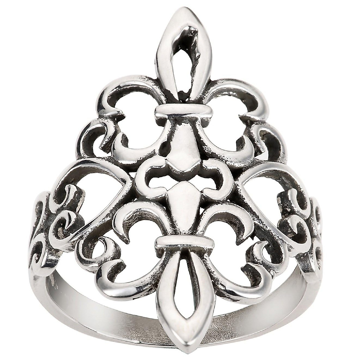 CloseoutWarehouse 925 Sterling Silver Noble Fleur De Lis Ring Size 8