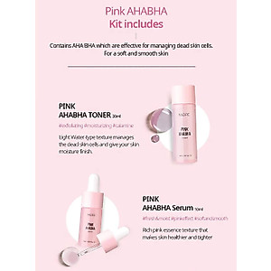 Nacific x Stray Kids Pink AHA BHA Kit ( Cleansing Foam, Toner, Serum, Cream ) Travel Size Skin Care Set with 4 Photocards (random) by KOSBEAUTY