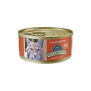 Blue Buffalo Wilderness Natural High-Protein Grain-Free Wet Food for Adult Cats, Turkey Paté, 5.5-oz. Cans, 24 Count