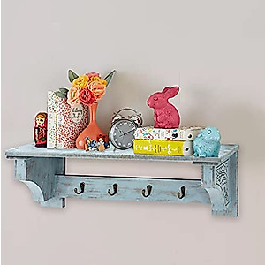 Teton Home WD-062 4-Hook Wood Shelf