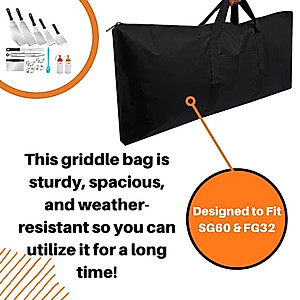 Fonsoco Griddle Carry Bag - Fits Griddle Models: SG60 & FG32 (2 Burner 14-Inch Griddles) - Heavy-Duty - Waterproof, Weather-Resistant - Complete with Premium Basting Brush