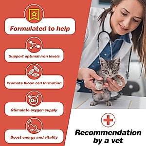Iron Supplements for Cats - Liquid Iron for Anemia with Cat Vitamins, Support Iron Levels, Promote Red Cell, Boost Energy and Vitality in Cat Health, 3.4oz(100ml)