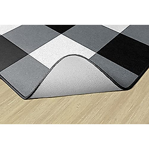 Flagship Carpets Schoolgirl Style Industrial Chic Black & White Buffalo Check Classroom Area Rug for Indoor Classroom Learning or Kid Bedroom Educational Play Mat, 7'6" x 12'