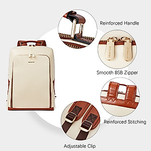 BOSTANTEN Leather Laptop Backpack, 15.6 inch Computer Bakpack Large Capacity Business Work Travel Bag for Women＆Men