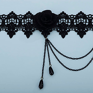 Denifery Black Lace Flower Collar Choker Necklace Punk Choker Chain Costume Party Prom Vampire Choker for Women (Style 3)