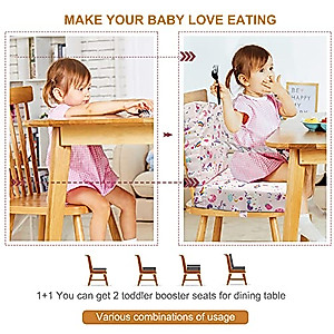 Toddler Booster Seat for Dining Table, Kids Child Baby Booster Seat for Table with Backrest, Adjustable Straps Safety Buckle, Waterproof Washable, Non-Slip Bottom Booster Cushion