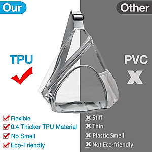 Lorbro Clear Sling Bag Stadium Approved, TPU Transparent Crossbody Casual Backpack with Extra Pocket and Adjustable Strap, Perfect for Concerts, Sports Event (Gray)