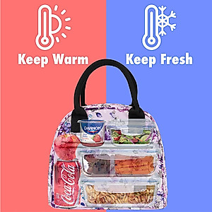 opux Insulated Lunch Box Women, Lunch Bag Tote Girls Kids Teen Adult, Cute Soft Lunch Cooler Container Work School, Reusable Thermal Food Meal Prep Organizer Lunch Pail Travel Beach, Floral Purple