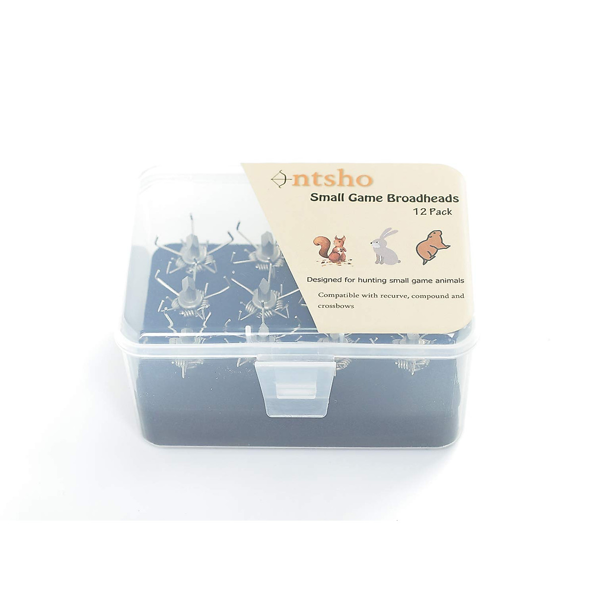 Ontsho 100 Grain Small Game Broadheads 12PK Judo Points with Broadhead Case Small Game Arrow Tips Screw-in Arrowheads