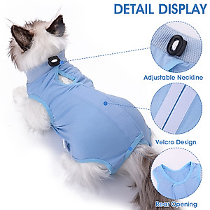 Molain Cat Professional Recovery Suit for Abdominal Wounds or Skin Diseases, After Surgery E-Collar Alternative for Cats Anti Licking Pajama Suit Kittens Surgery Recovery Suit (Blue, M Size)