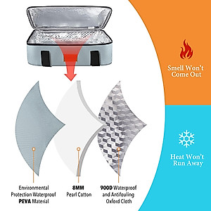 Cooklux Insulated Casserole Carrier - Single Layer Design, Food Warmer Bag for Hot&Cold Food Travel, Fits 9x13 Casserole Dish, Leak-Proof, Durable Nylon, Zip Pockets, Grey