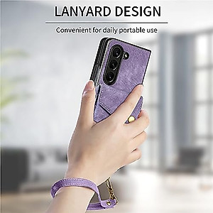 LXURY Wallet Case for Samsung Galaxy Z Fold 5, Pu Leather Cover with Detachable Wrist Strap and Card Slot Kickstand Shell,Green,Z Fold 5 7.6''